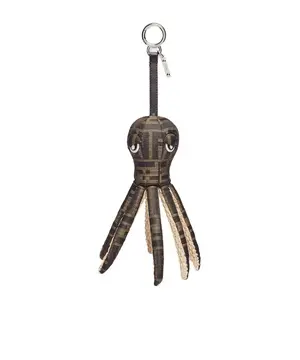 Fendi Raffia And Jacquard Octopus Charm - Black