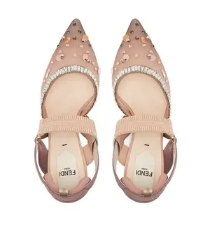 Fendi Mesh And Crystals High-heeled Slingbacks