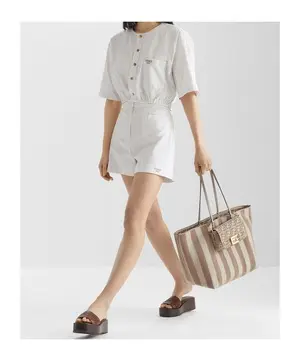 Fendi Dove Gray Denim-effect Ff Jacquard Bag