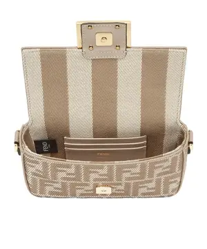 Fendi Dove Gray Denim-effect Ff Jacquard Bag