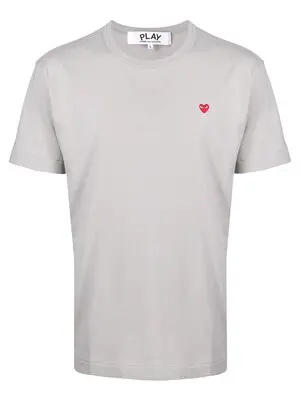 Play Comme Des Garcon Small Red Heart T-shirt In Cotton - Grey