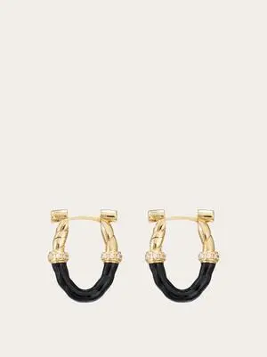 FERRAGAMO Small Lacquered Hoop Earrings - Black