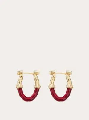 FERRAGAMO Small Lacque Hoop Earrings - Red