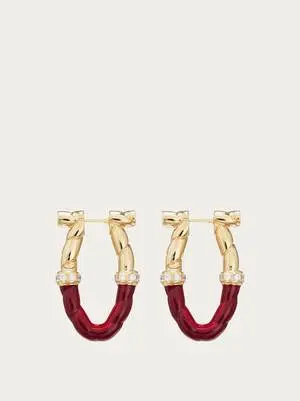 FERRAGAMO Large Lacque Hoop Earrings - Red
