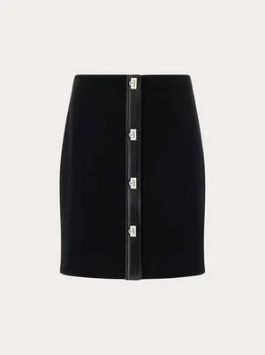 FERRAGAMO Skirt With Leather Trims And Gancini Buckles