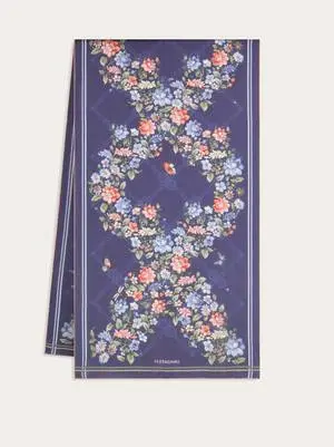 FERRAGAMO Ramages Print Silk Scarf - Blue