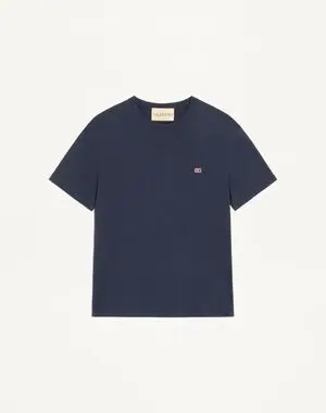 Valentino Garavani Cotton Jersey T-shirt With Vlogo Signature Patch - Navy