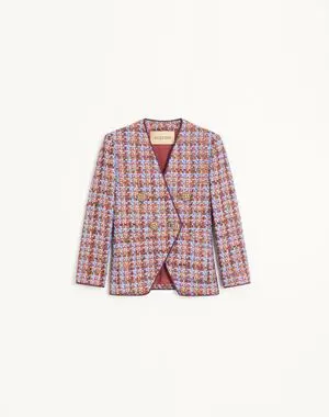 Valentino Garavani Double-breasted Jacket In Frayed Tweed