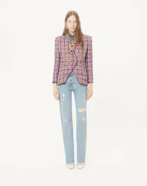 Valentino Garavani Double-breasted Jacket In Frayed Tweed