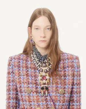 Valentino Garavani Double-breasted Jacket In Frayed Tweed