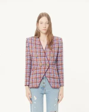 Valentino Garavani Double-breasted Jacket In Frayed Tweed