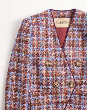 Valentino Garavani Double-breasted Jacket In Frayed Tweed