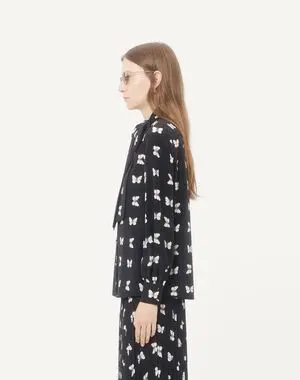 Valentino Garavani Shirt In Butterflow Print Crepe De Chine