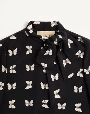 Valentino Garavani Shirt In Butterflow Print Crepe De Chine