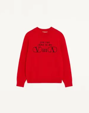 Valentino Garavani Wool And Cashmere Jumper With You Can Come To My Villa Embroidery - Paris