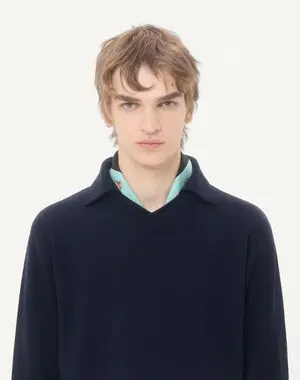 Valentino Garavani Wool Jumper With Vlogo Signature Patch And Polo Collar