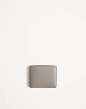 Valentino Garavani Rockstud Wallet In Grainy Calfskin - Blue