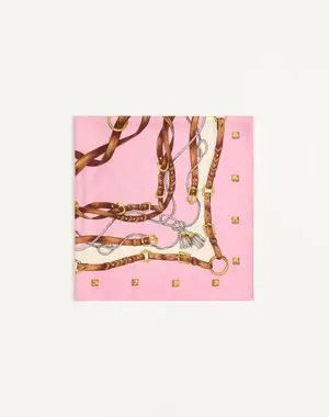 Valentino Garavani Silk Scarf With Stud Framed Print - Pink/multicolour