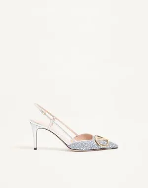 Valentino Garavani Vlogo Signature Metallic Tweed Slingback Pump 80mm