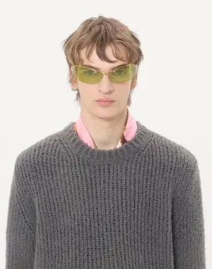 Valentino Garavani Pullover In Wool And Nylon Blend With Studded Leather Loop