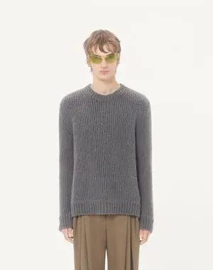 Valentino Garavani Pullover In Wool And Nylon Blend With Studded Leather Loop