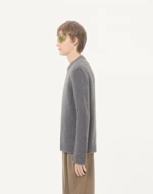 Valentino Garavani Pullover In Wool And Nylon Blend With Studded Leather Loop