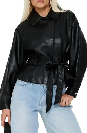 Princess Polly Authenticity Wrap Faux Leather Jacket