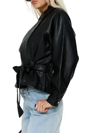 Princess Polly Authenticity Wrap Faux Leather Jacket