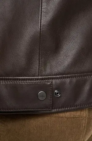 Andrew Marc Leather Racer Jacket - Hickory