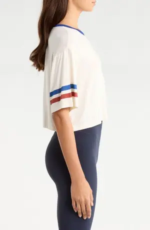 Splits59 Djuna Oversized Crop T-shirt - Creme/cobalt