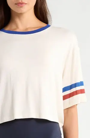 Splits59 Djuna Oversized Crop T-shirt - Creme/cobalt