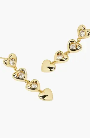 YOJ Afello Heart Drop Earrings In & Crystal