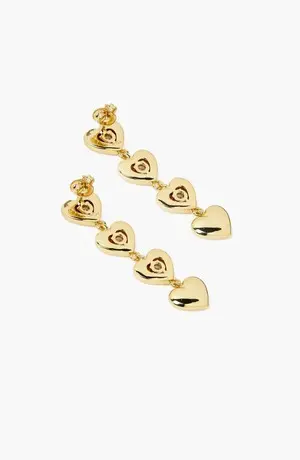 YOJ Afello Heart Drop Earrings In & Crystal