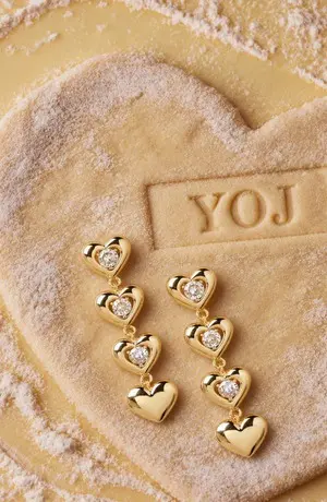 YOJ Afello Heart Drop Earrings In & Crystal