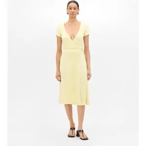 Another Tomorrow Fluid Wrap Dress - Honeysuckle