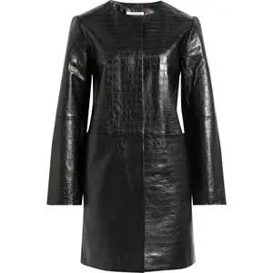 Nordstrom Croc Embossed Leather Jacket - Black