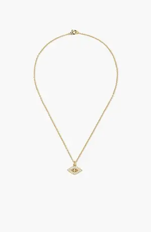 YOJ Evil Eye Pendant Short Necklace In & Crystals