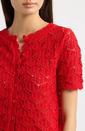 HELLO MOLLY Sunkissed Socialite Short Sleeve Crochet Top