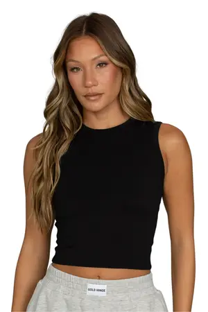 GOLD HINGE Coresculpt Crop Tank - Black