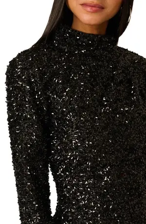 Adrianna Papell Sequined Mock Neck Cocktail Minidress