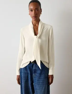 Whistles Tie Detail Crepe Blouse
