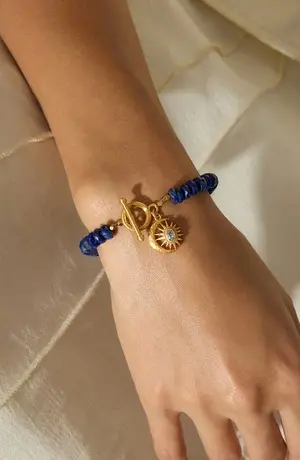 SATYA JEWELRY Trust Your Light Lapis Celestial Toggle Bracelet