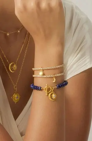 SATYA JEWELRY Trust Your Light Lapis Celestial Toggle Bracelet