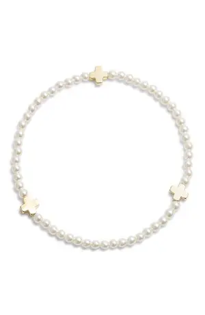 KIARA BY KI-ELE Peyton Faux Pearl Cross Stretch Bracelet