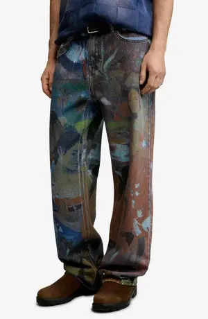 Desigual Graphic Straight Leg Jeans