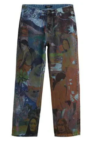 Desigual Graphic Straight Leg Jeans