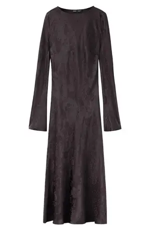 Mango Alegra Floral Long Sleeve Midi Dress - Brown