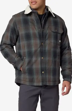MARMOT Hidden Peaks Plaid Cotton Twill Shirt Jacket - Black Cobblestone Plaid