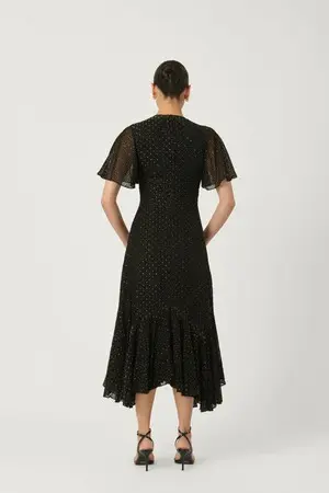 Shoshanna Velvet Dot Burnout Mallie Dress
