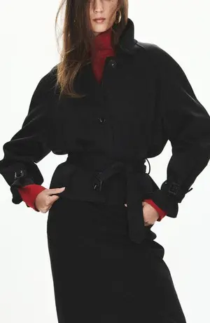 MANGO Shirt Collar Belted Jacket